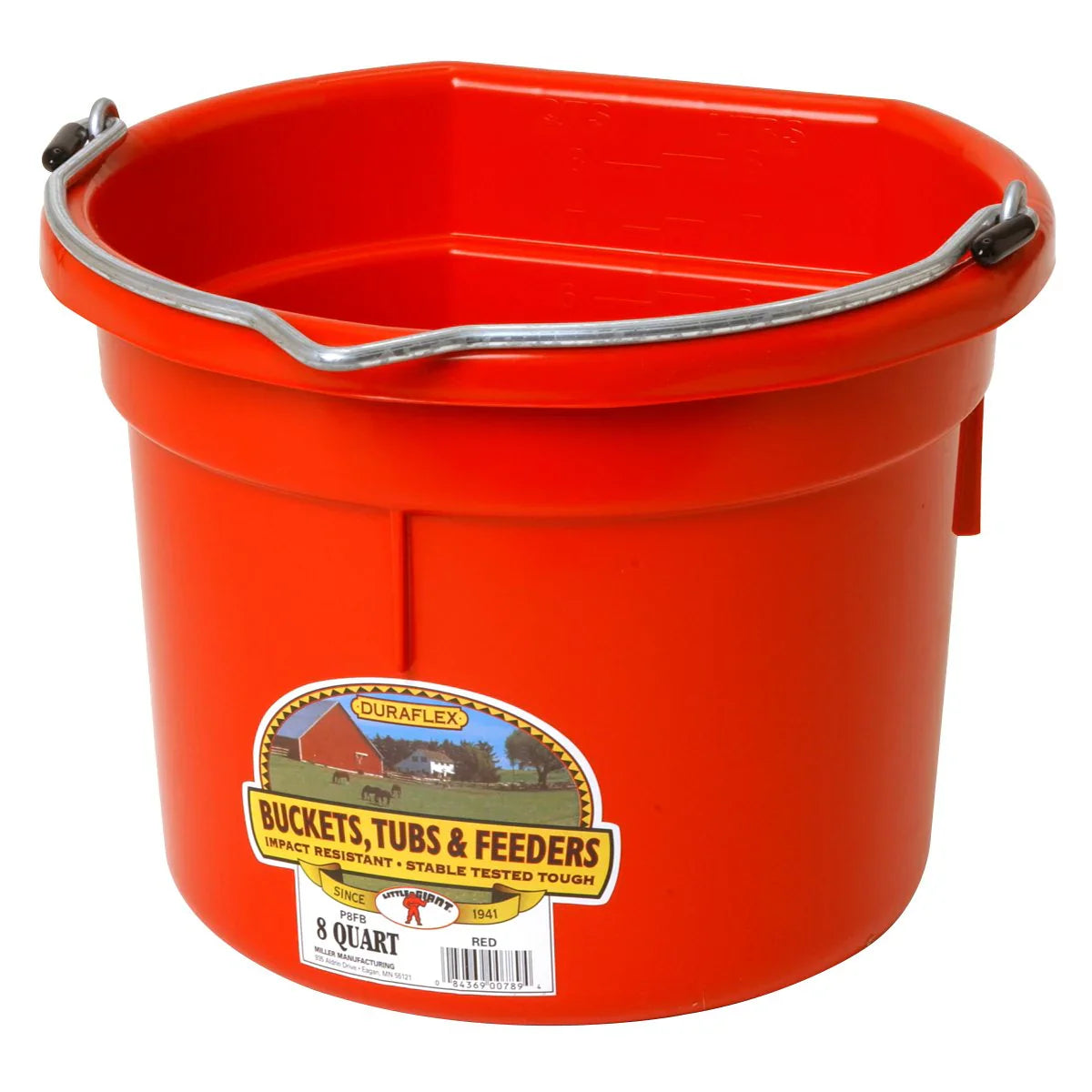 DuraFlex Plastic Flatback Bucket - 8 qt, Red – Wise County Chicken Farm