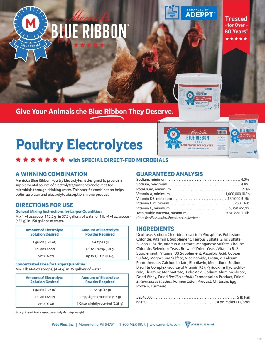 Merrick's Blue Ribbon Poultry Electrolytes – Wise County Chicken Farm